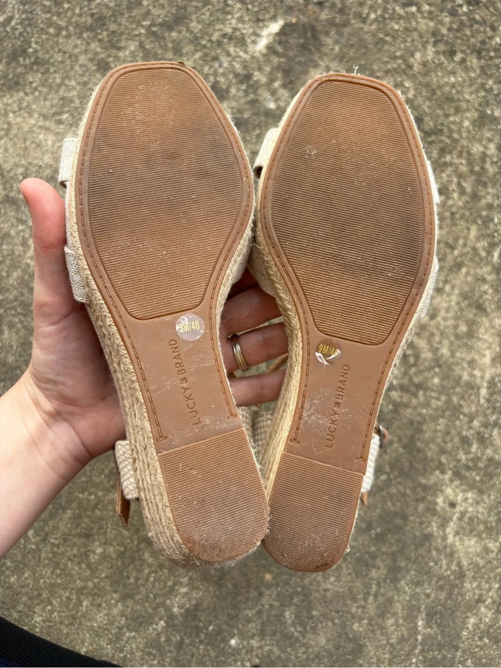 Lucky Brand | Shoes | Lucky Brand Neutral Espadrille Wedge Sandals With ...
